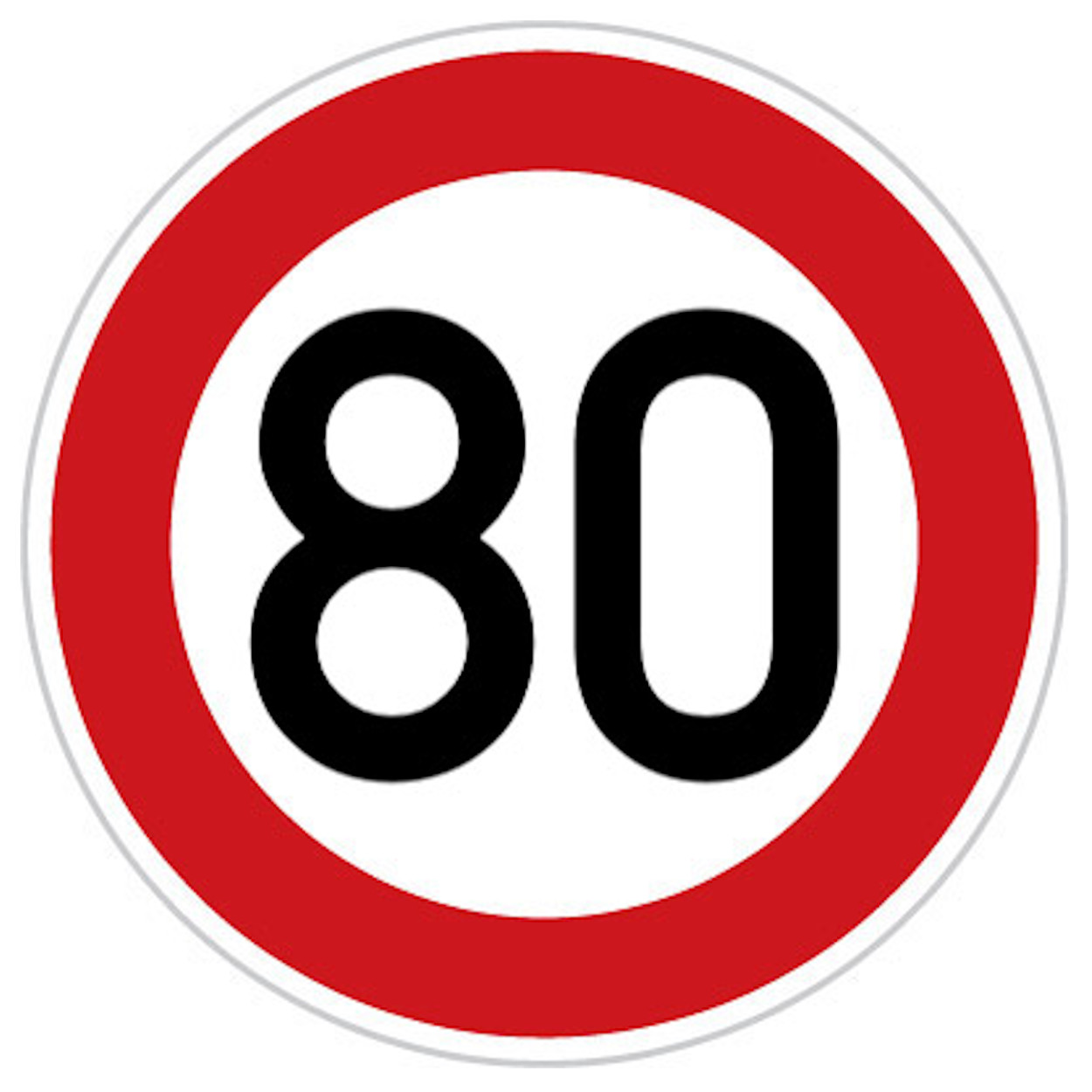 Dopravní značka Nejvyšší dovolená rychlost 80 km | NÁDRŽE NA PALIVO.CZ